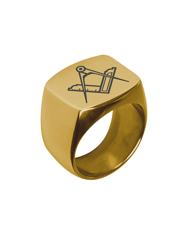 Chevalière dorée Équerre Compas (Maître) | Histophile