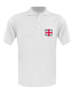 Polo templier blanc « Deus + Vult » | Histophile